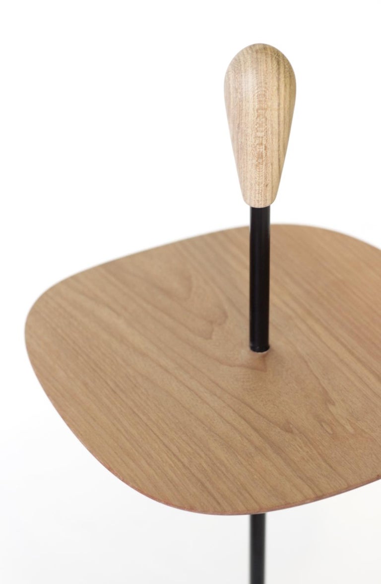 'Flamingo' Side Table, Handmade in Solid Wood and Steel, by Gustavo ...