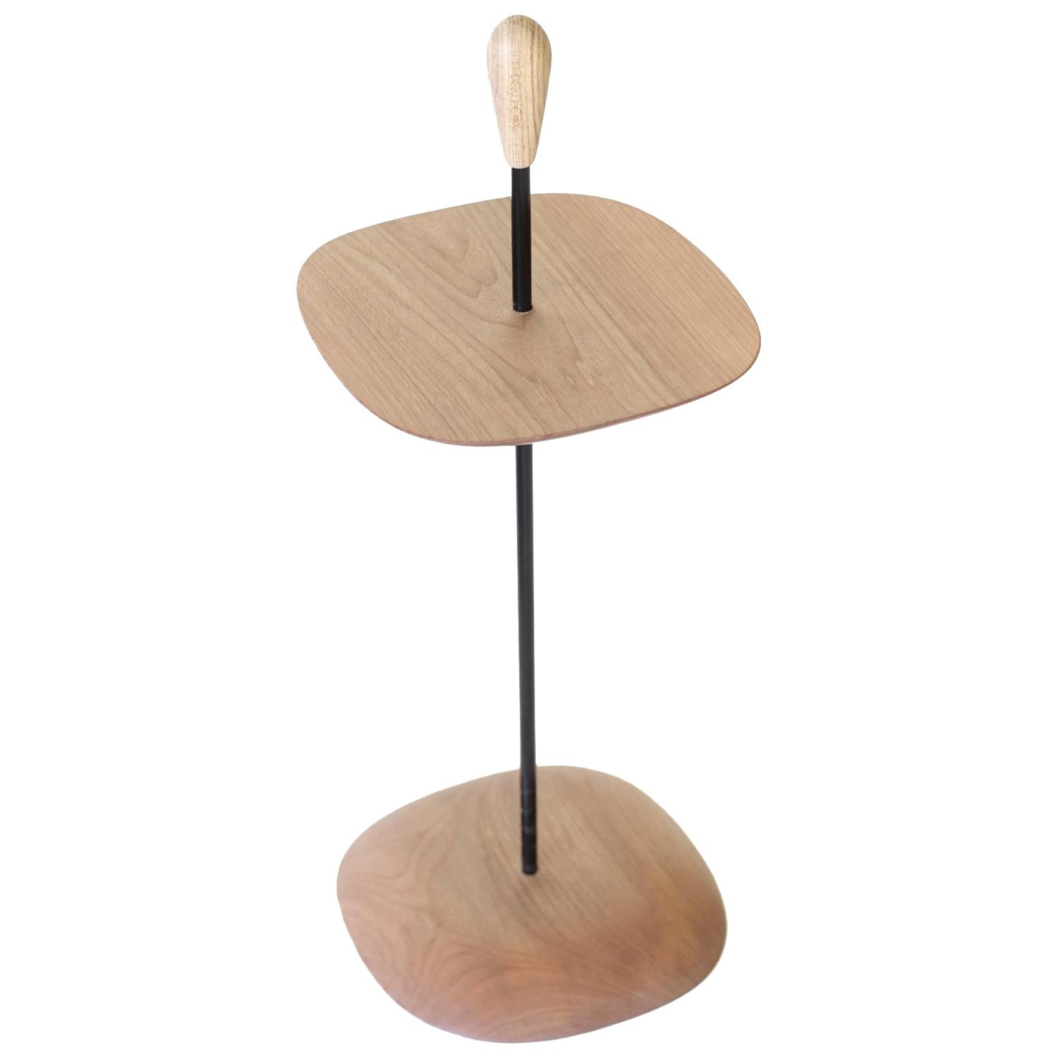 'Flamingo' Side Table, Handmade in Solid Wood and Steel, by Gustavo ...