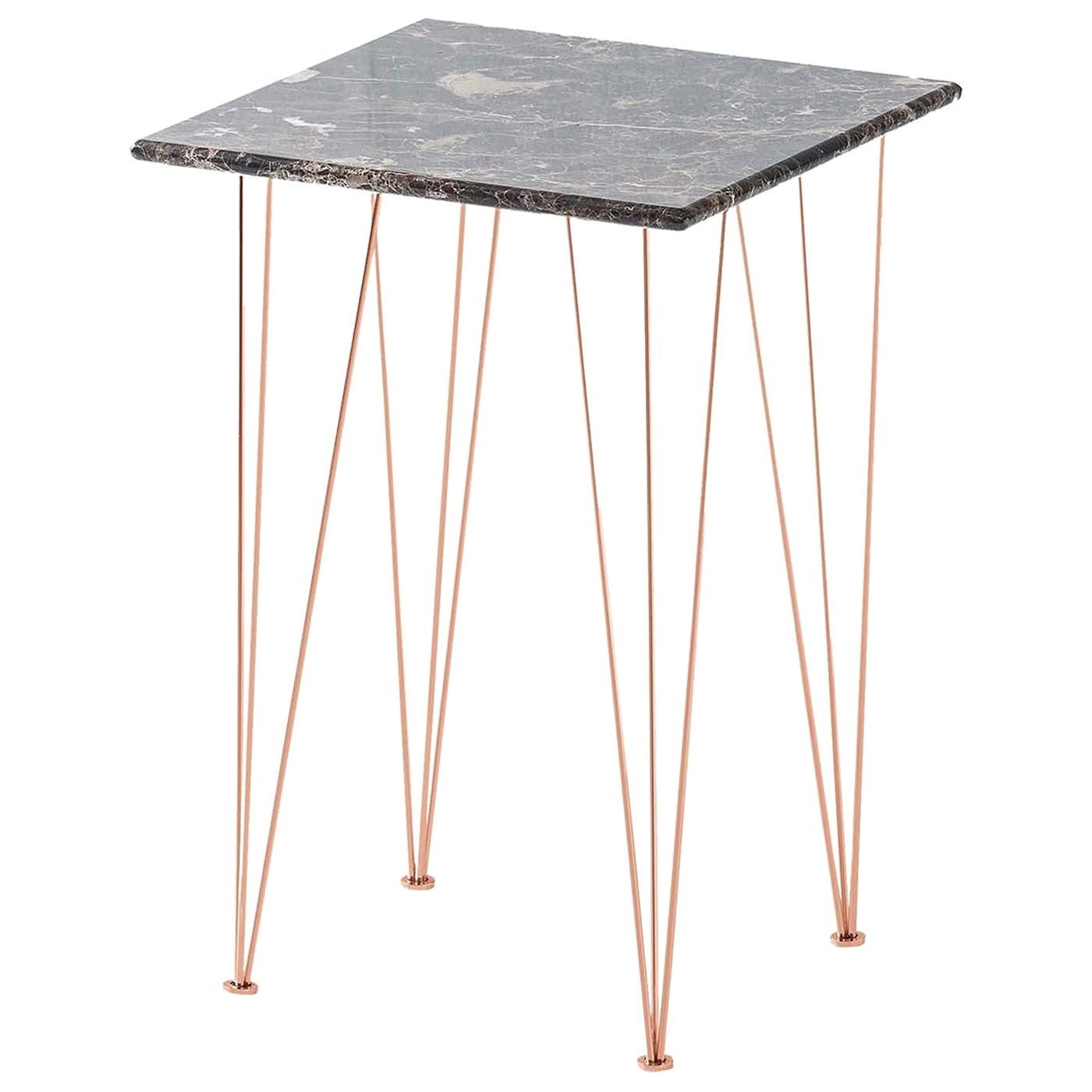 Flamingo Square Side Table with Copper Legs For Sale at 1stDibs