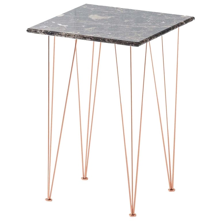 Flamingo Square Side Table with Copper Legs For Sale at 1stDibs