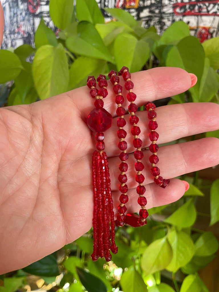 Flapper Glass Red sautoir Necklace Art Deco 1920s For Sale at 1stDibs ...