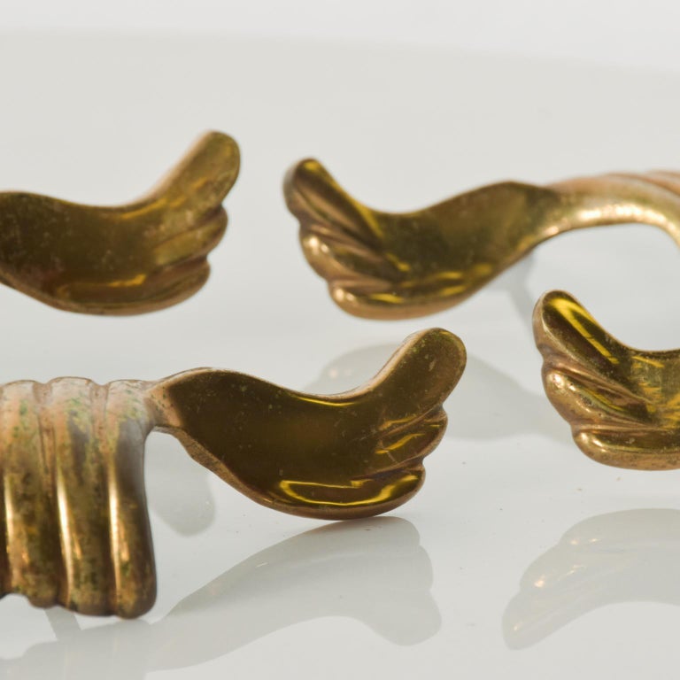 Sculptural Wings Italian Brass Door Pulls Drawer Handles ITALY 1950s ...