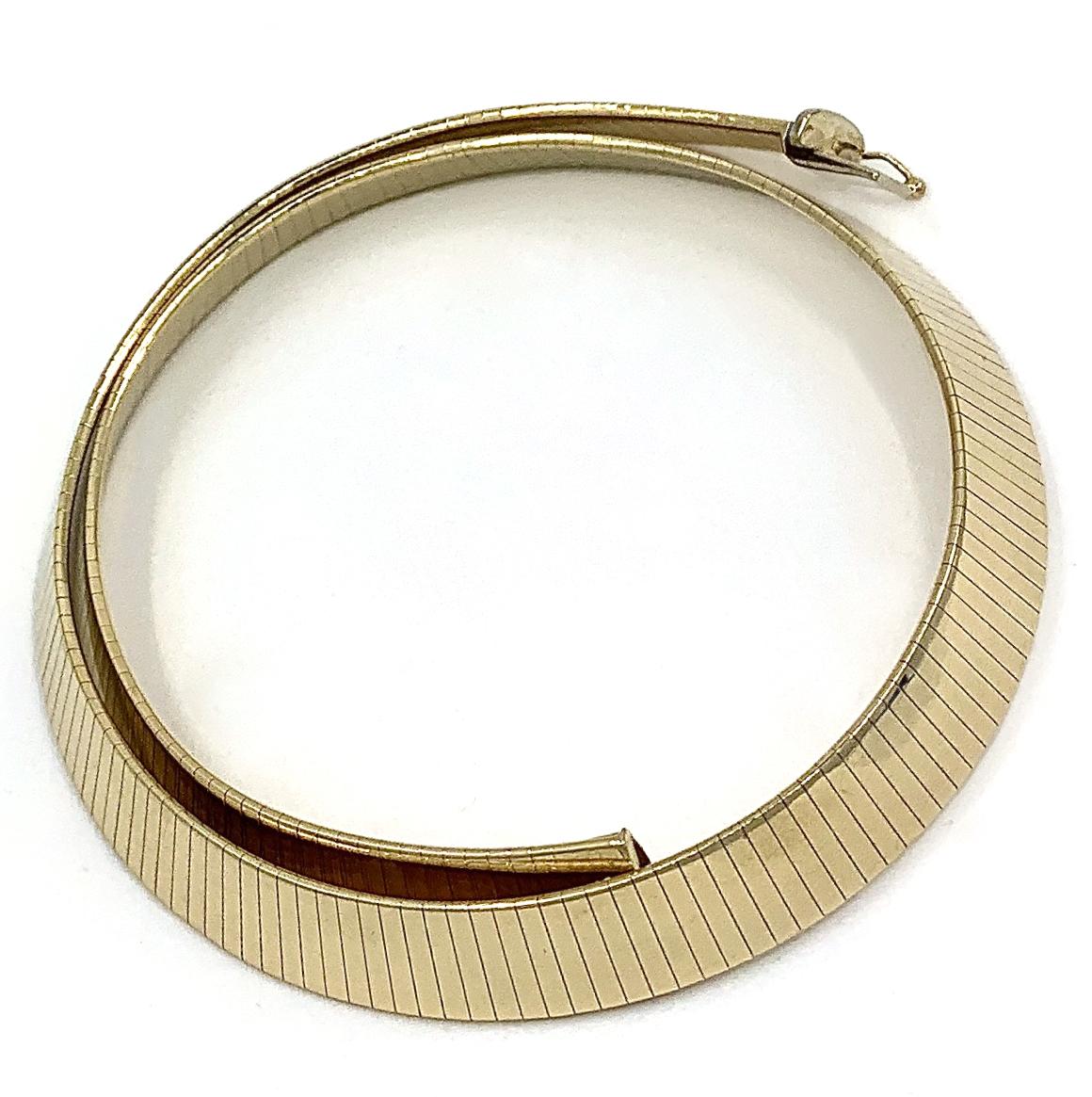 Flat and Wide Omega Collar or Choker Chain in Yellow Gold at 1stDibs