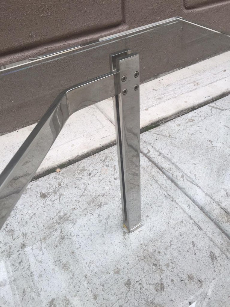 Flat Bar Chrome Coffee Table in the Style Kjaerholm For Sale at 1stDibs