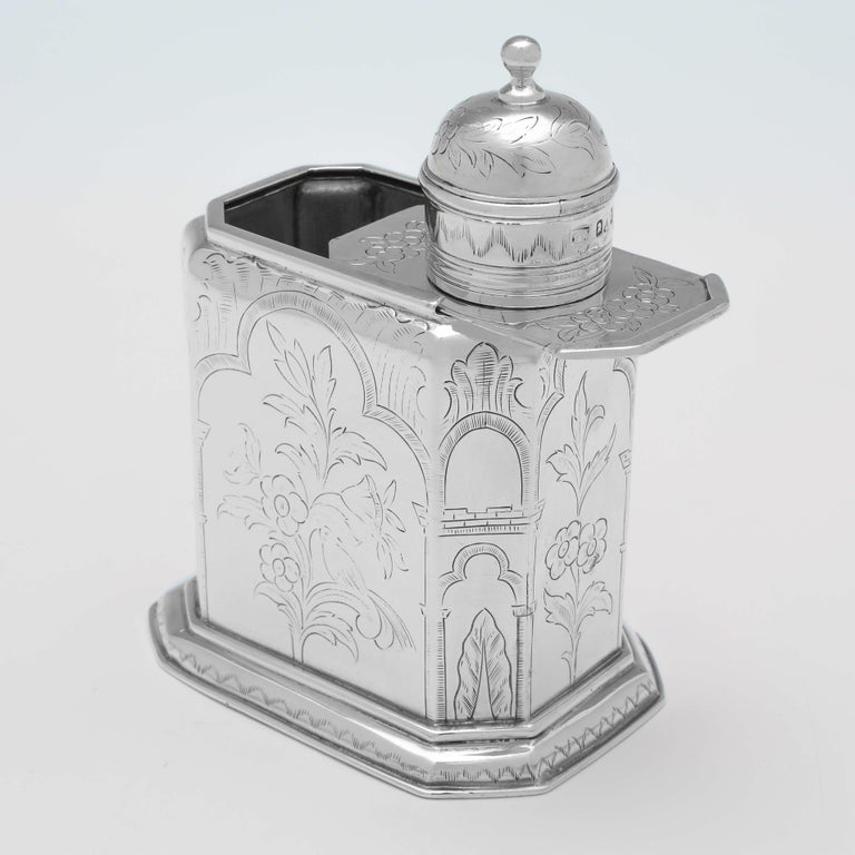 Flat Chased James II Style Antique Brittania Standard Silver Tea Caddy ...