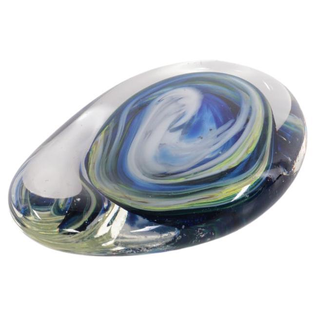 Flat Paperweight Blue with Beautiful Wave Movement, 1960 For Sale at ...