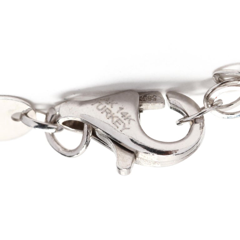 Flat Round Mirror Link Chain Necklace, 14kt White Gold For Sale at 1stDibs