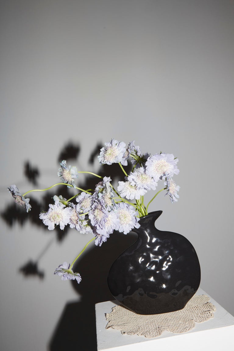Flat Vase in Shiny Black by Project 213A For Sale at 1stDibs