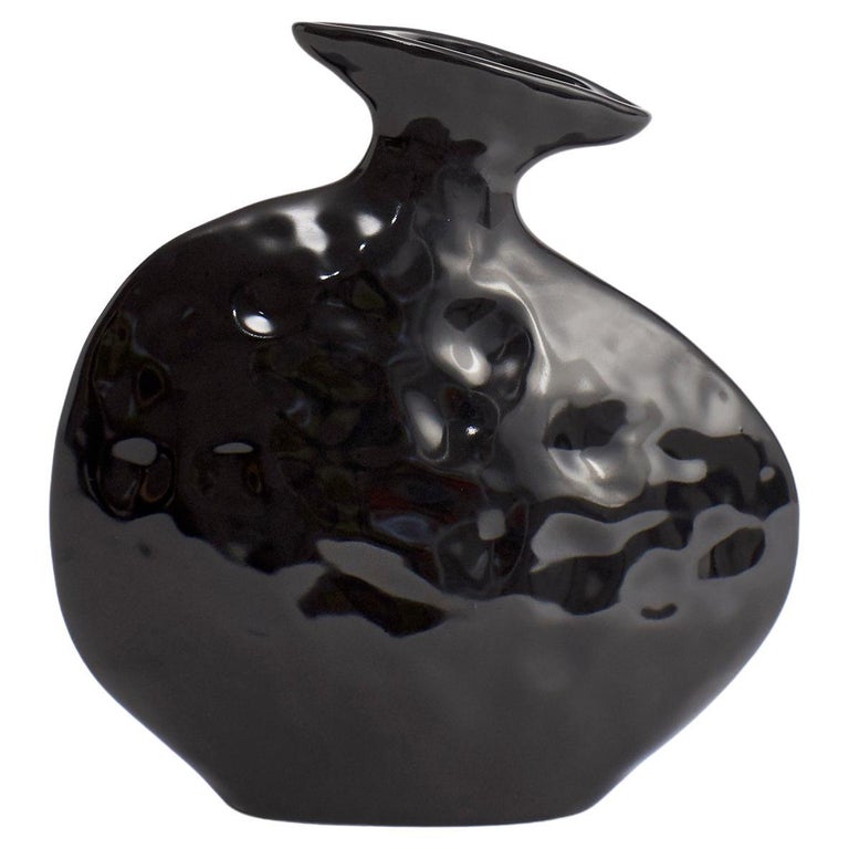 Flat Vase in Shiny Black by Project 213A For Sale at 1stDibs