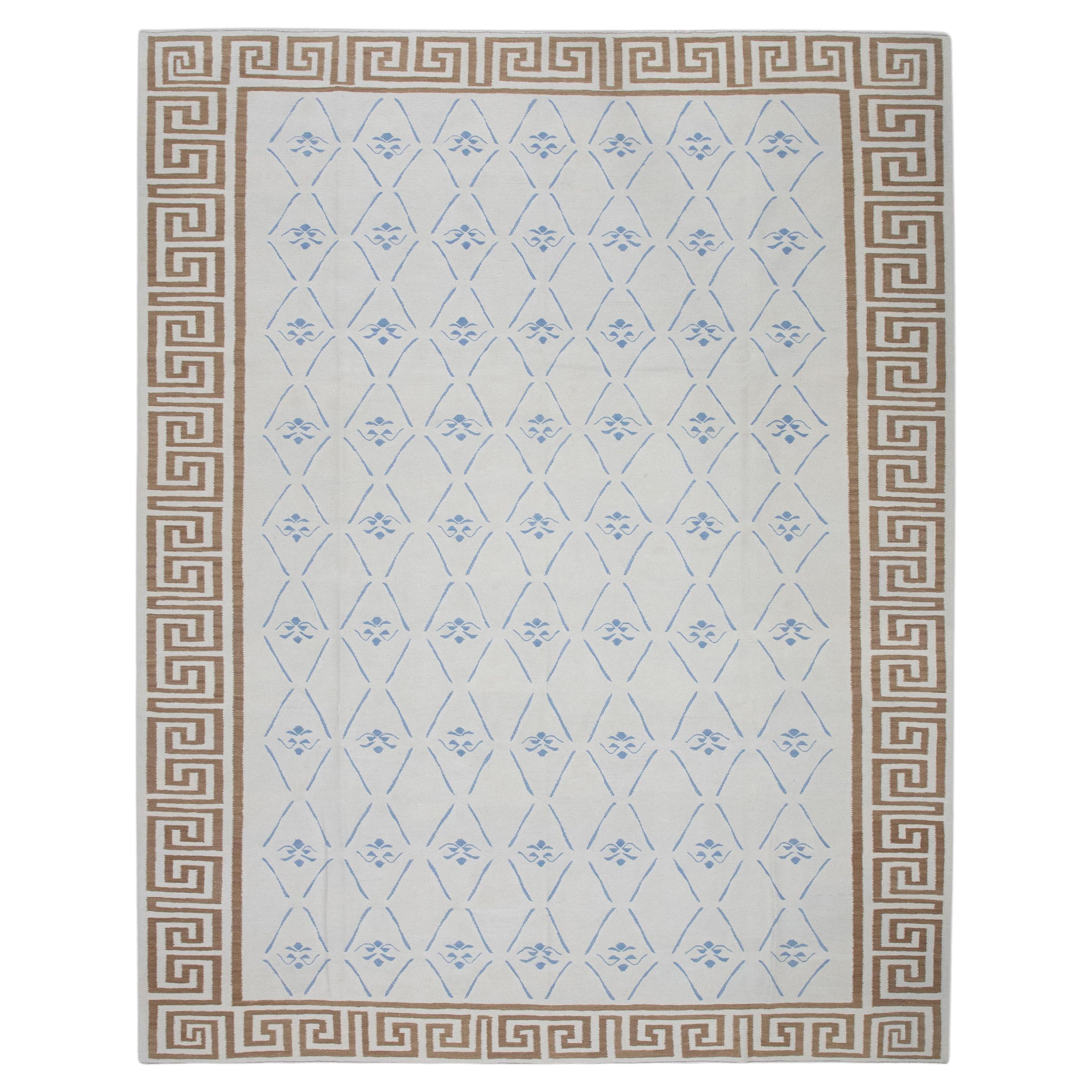 Flatweave Handmade Wool Rug 9'5" x 12'4" For Sale at 1stDibs