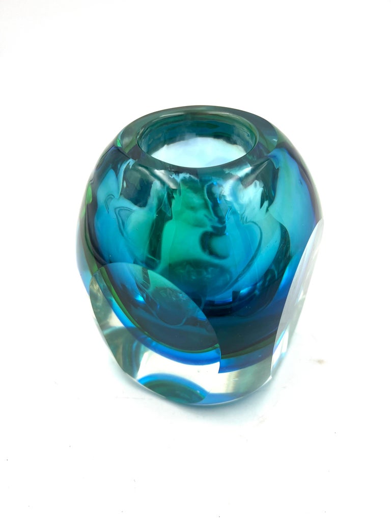 Flavio Poli Italian Sommerso Murano Glass Vase For Sale at 1stDibs