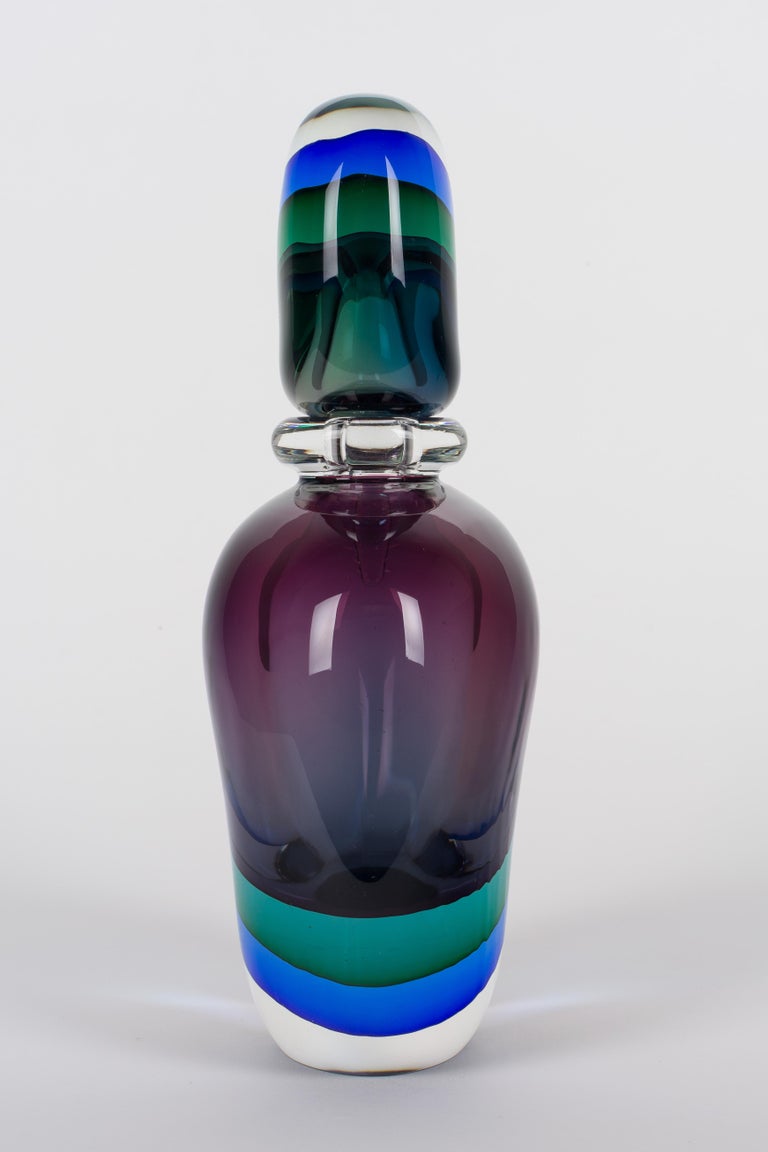 Flavio Poli Murano Glass Sommerso Bottle at 1stDibs