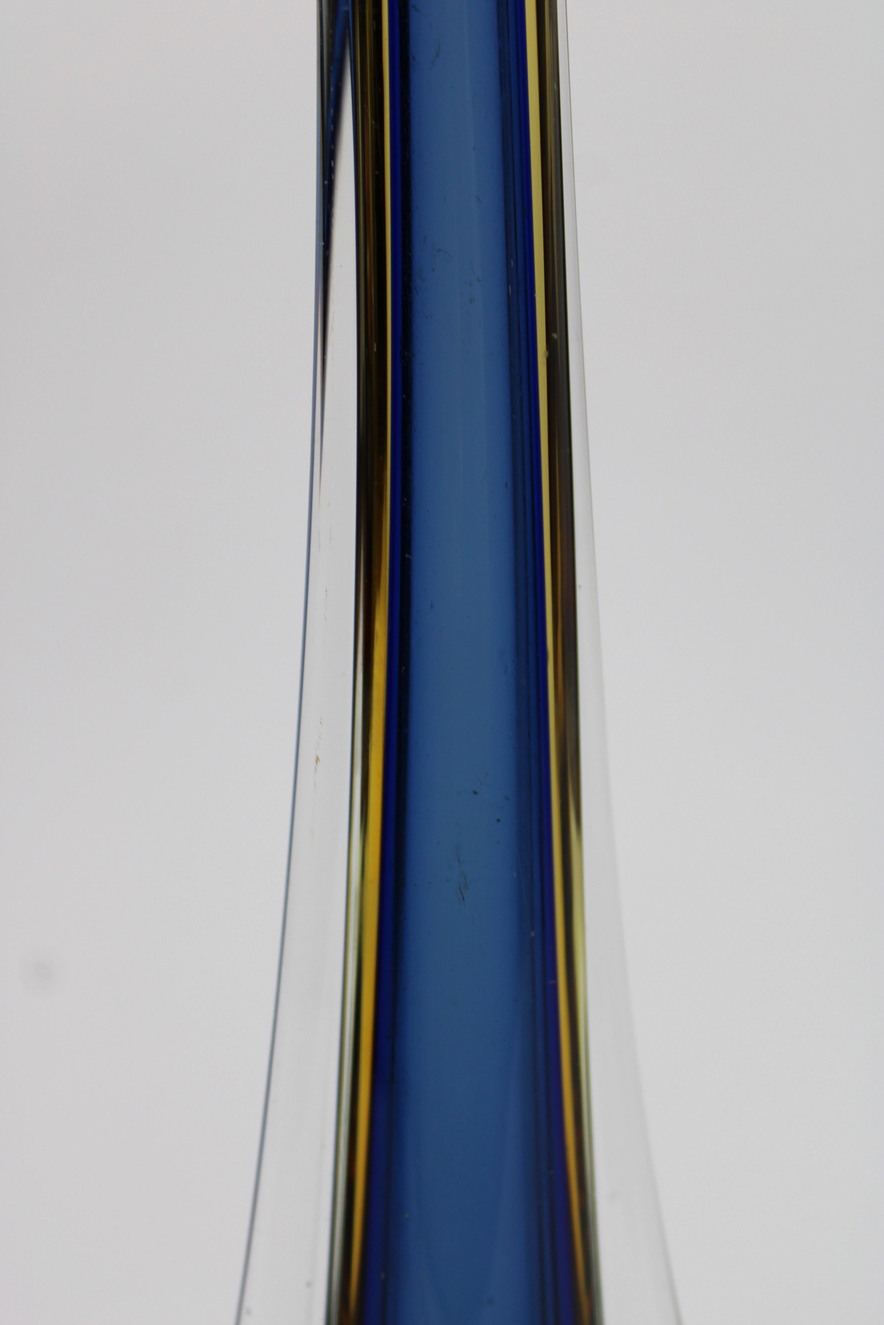 Flavio Poli Vase Murano Seguso Yellow Blue Glass Italy 1970's For Sale ...