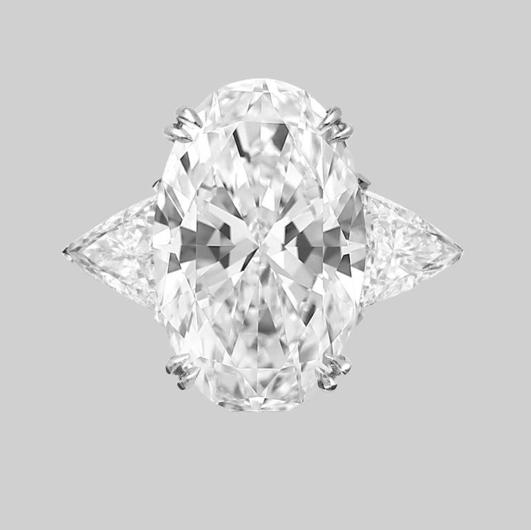 Flawless GIA Certified 10 Carat Oval Diamond Solitaire Platinum Ring ...