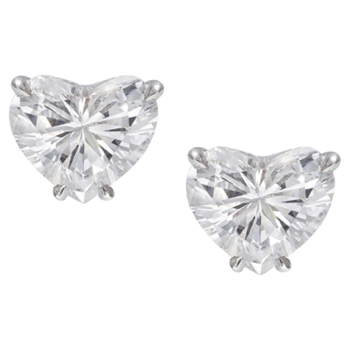 3.02 GIA Heart Shape Diamond Halo Platinum Stud Earrings at 1stDibs ...