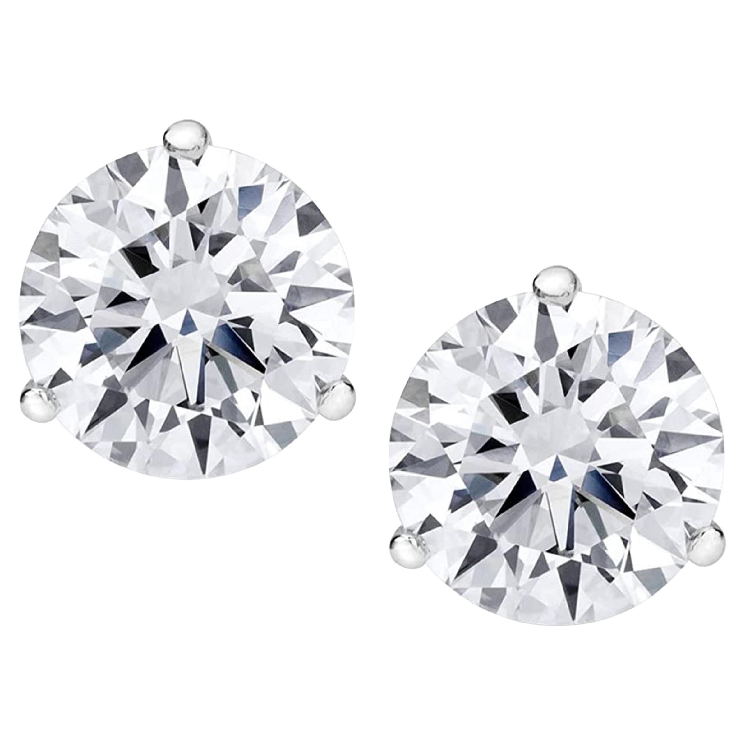 Flawless GIA Certified 10 Carat Round Brilliant Cut Diamond Studs For ...