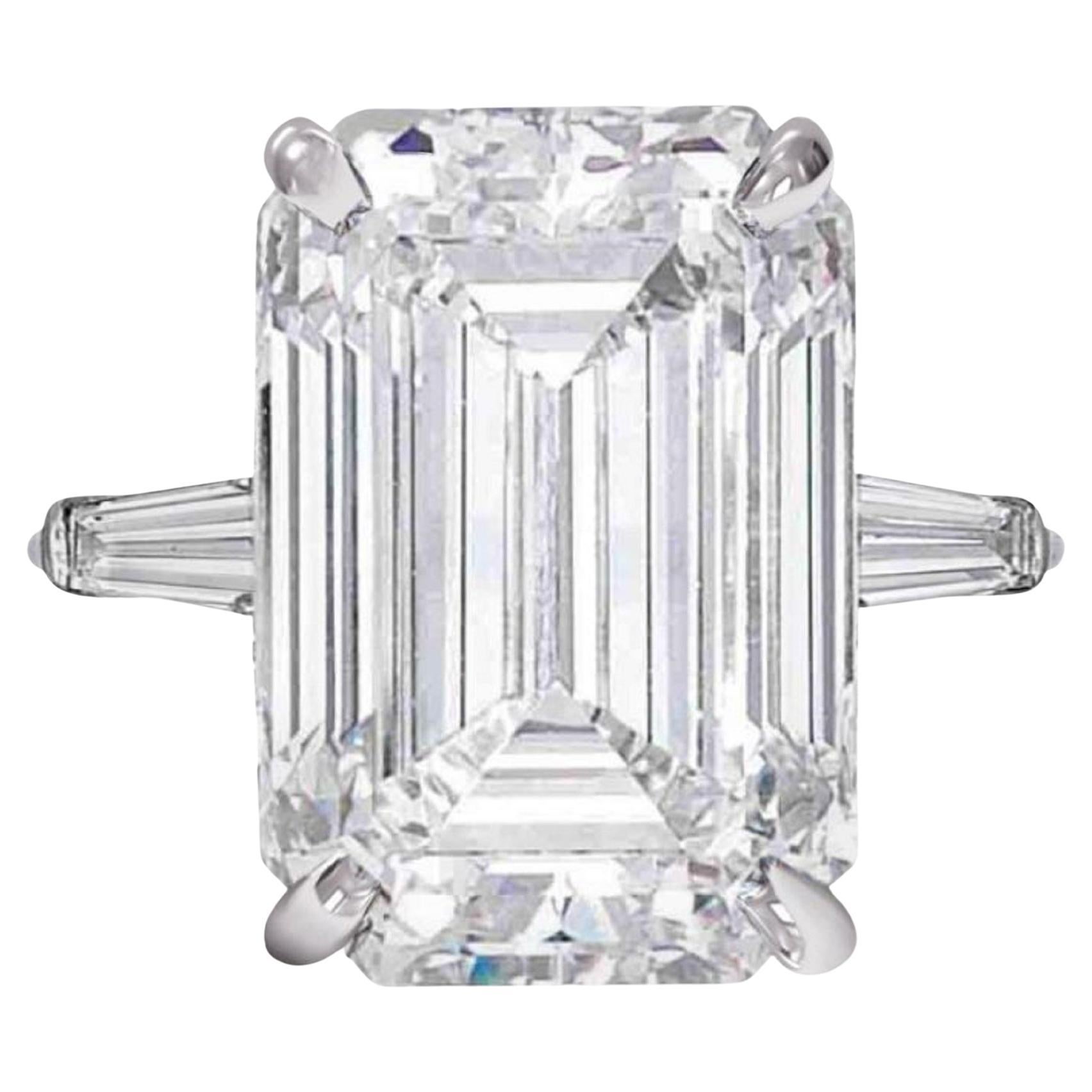 Gia Certified 6 Carat Emerald Cut Diamond And Tapered Baguette Diamond
