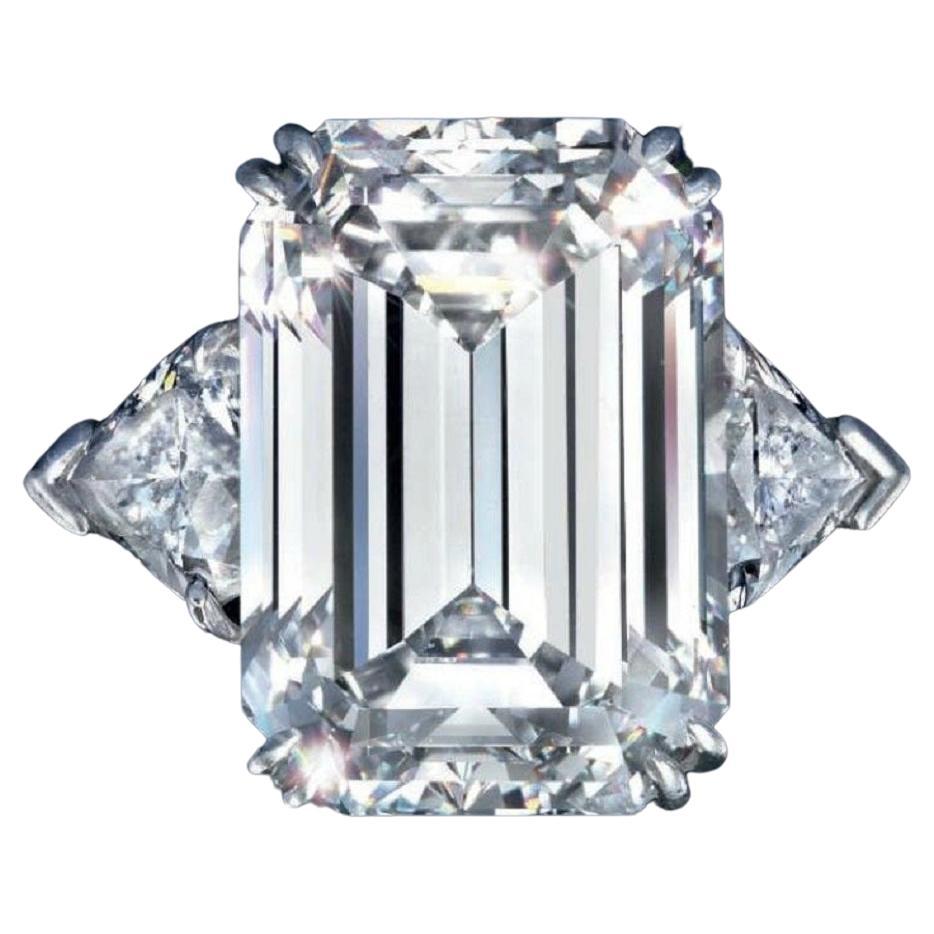 10.07 Carat GIA Report Emerald Cut Diamond Platinum Engagement Ring For ...