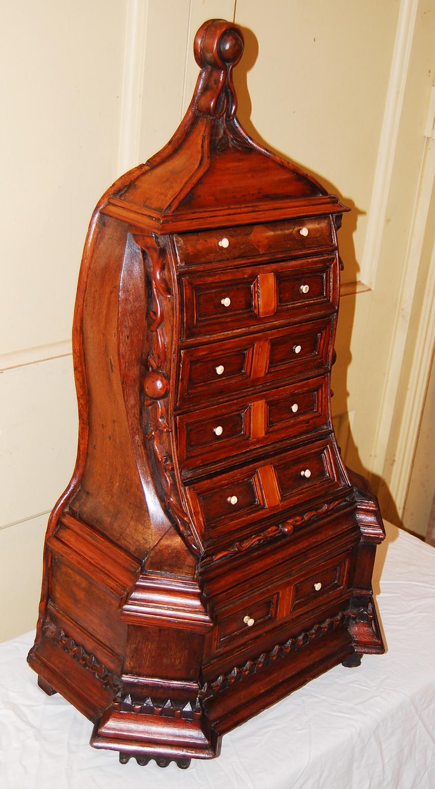 Flemish 18th Century Apprentice Carved Dwarf Walnut Chest with Six ...