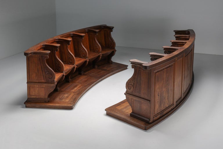 Flemish 18th Century Oak Church Pews, Belgium For Sale at 1stDibs