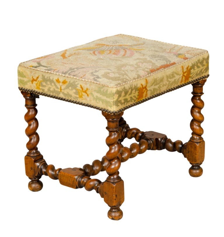 Flemish Baroque Walnut Footstool For Sale at 1stDibs