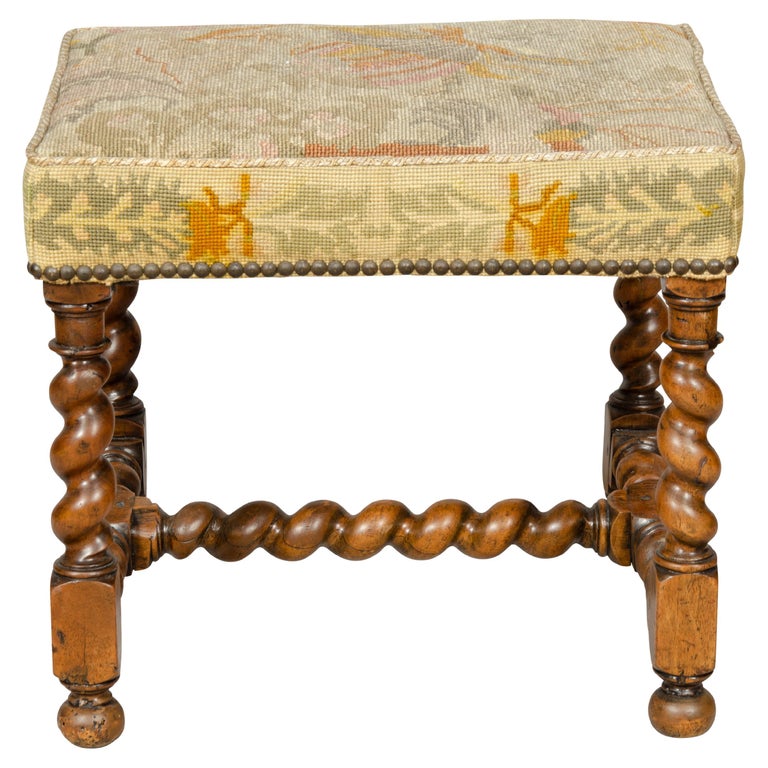 Flemish Baroque Walnut Footstool For Sale at 1stDibs