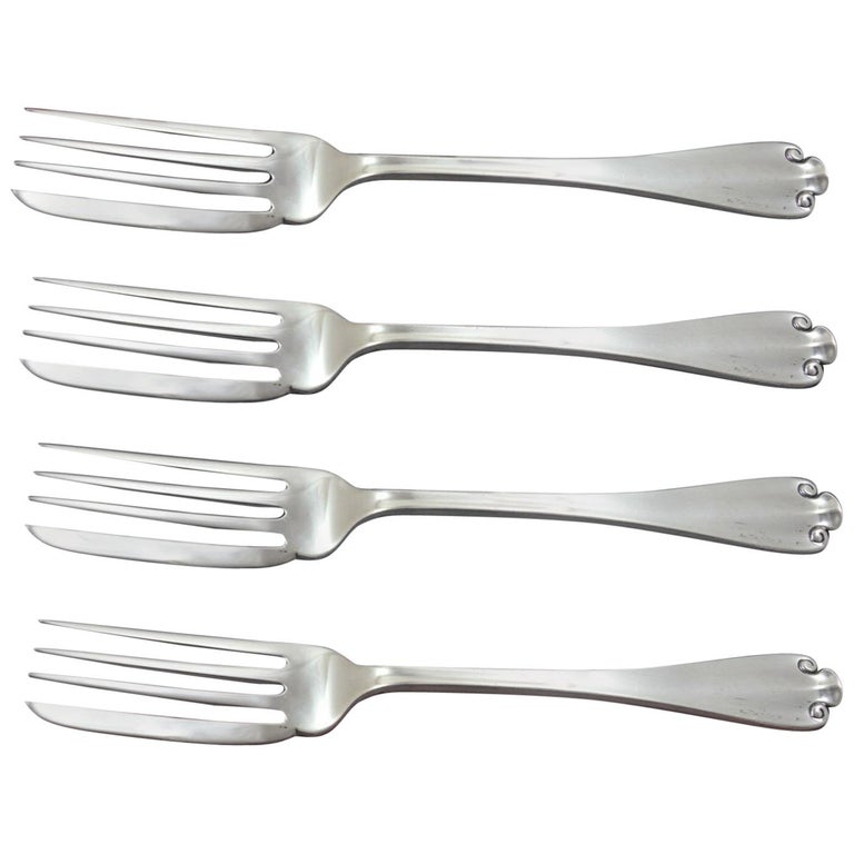 Flemish by Tiffany and Co Sterling Silver Fish Fork Set 4 Piece AS ...
