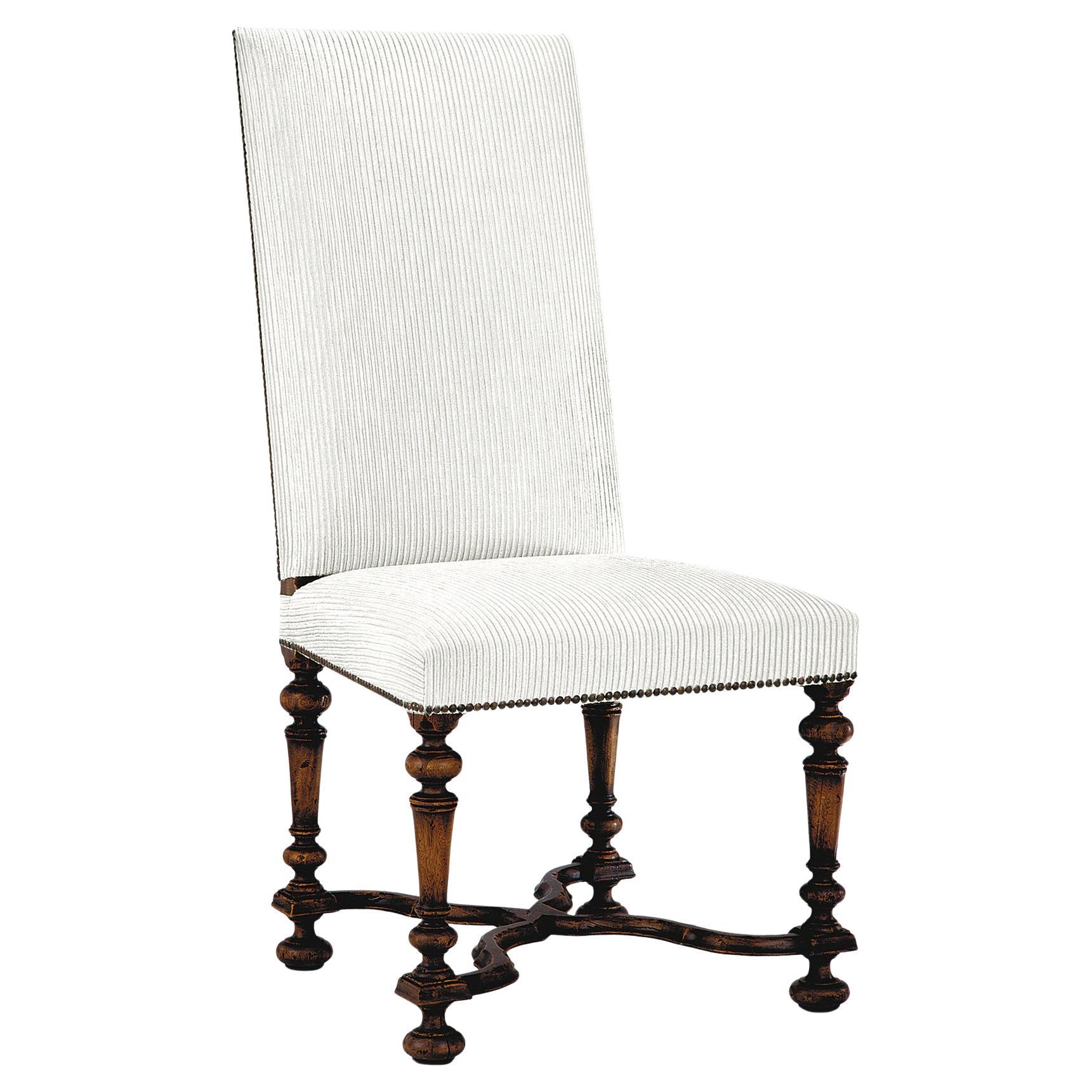 Flemish side Chair w/ nailhead, turned legs and crosspiece typical from ...