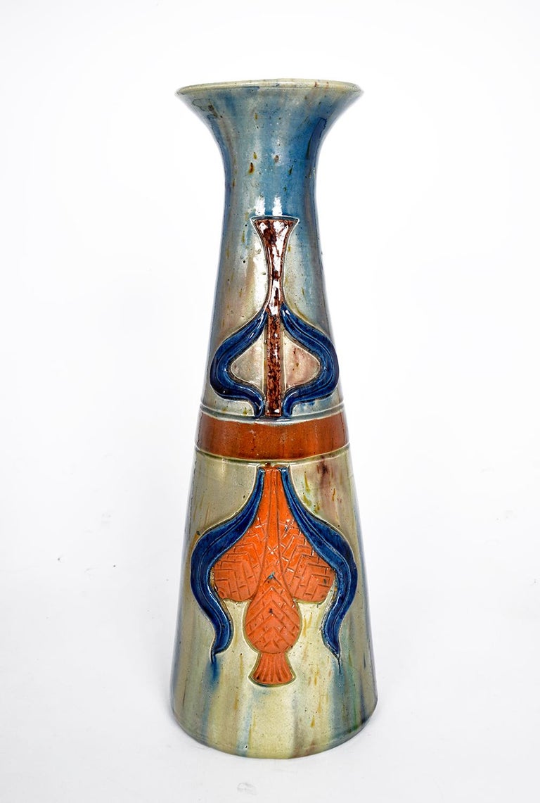 Flemish Studio Pottery Art Nouveau Drip Glazed Earthenware Vase 1900s ...