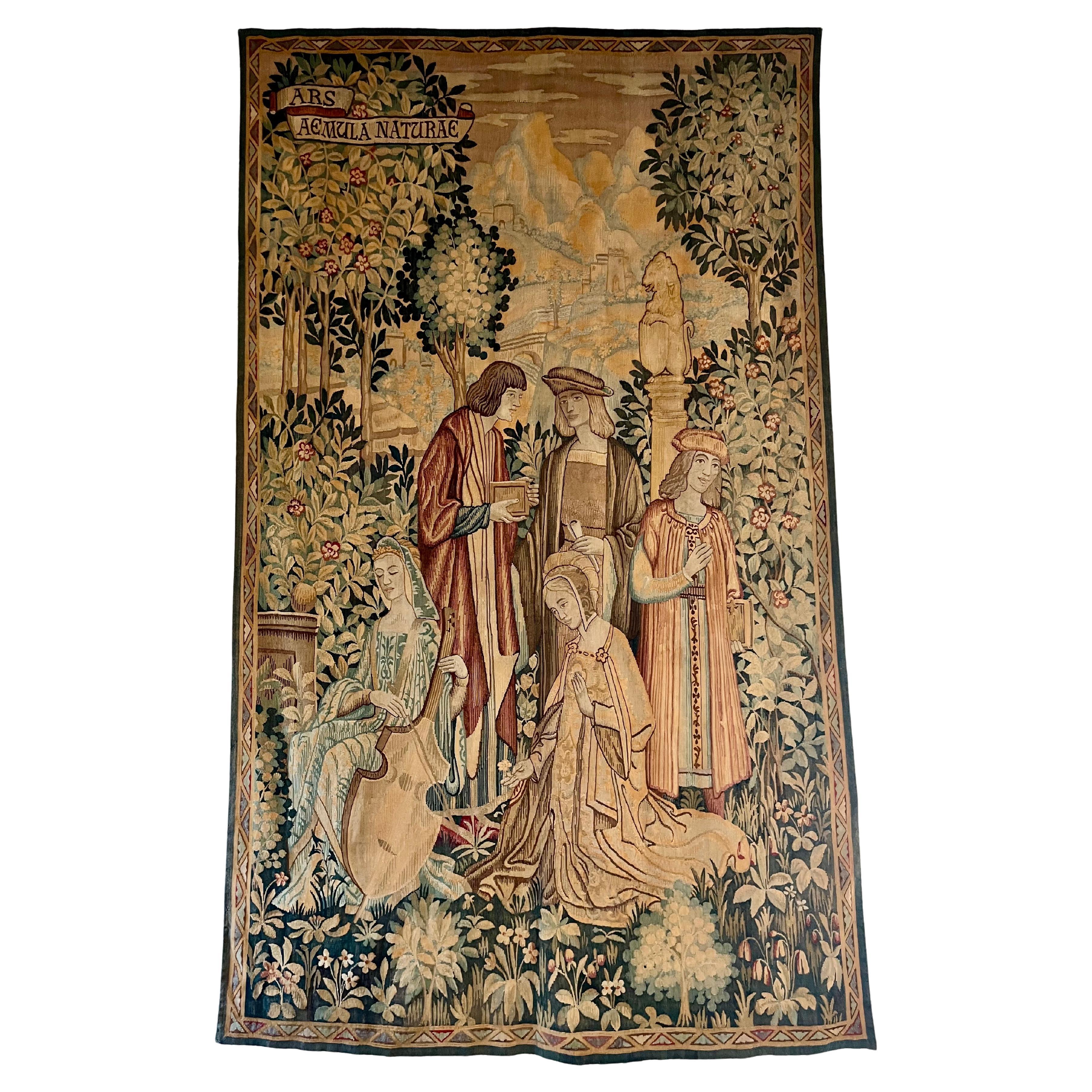 Flemish Styled Garden Scene of Large Size 7’ by 11’ 9” For Sale at 1stDibs