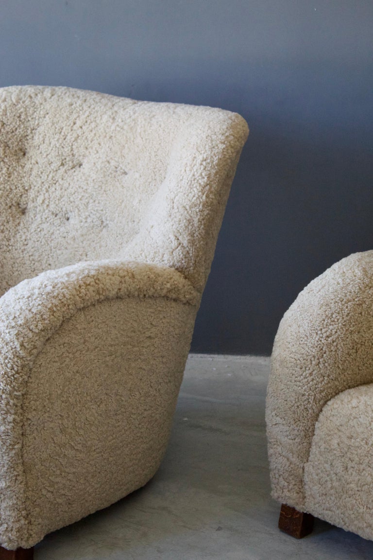 Flemming Lassen 'Attribution' Lounge Chairs Beige Sheepskin Beech ...