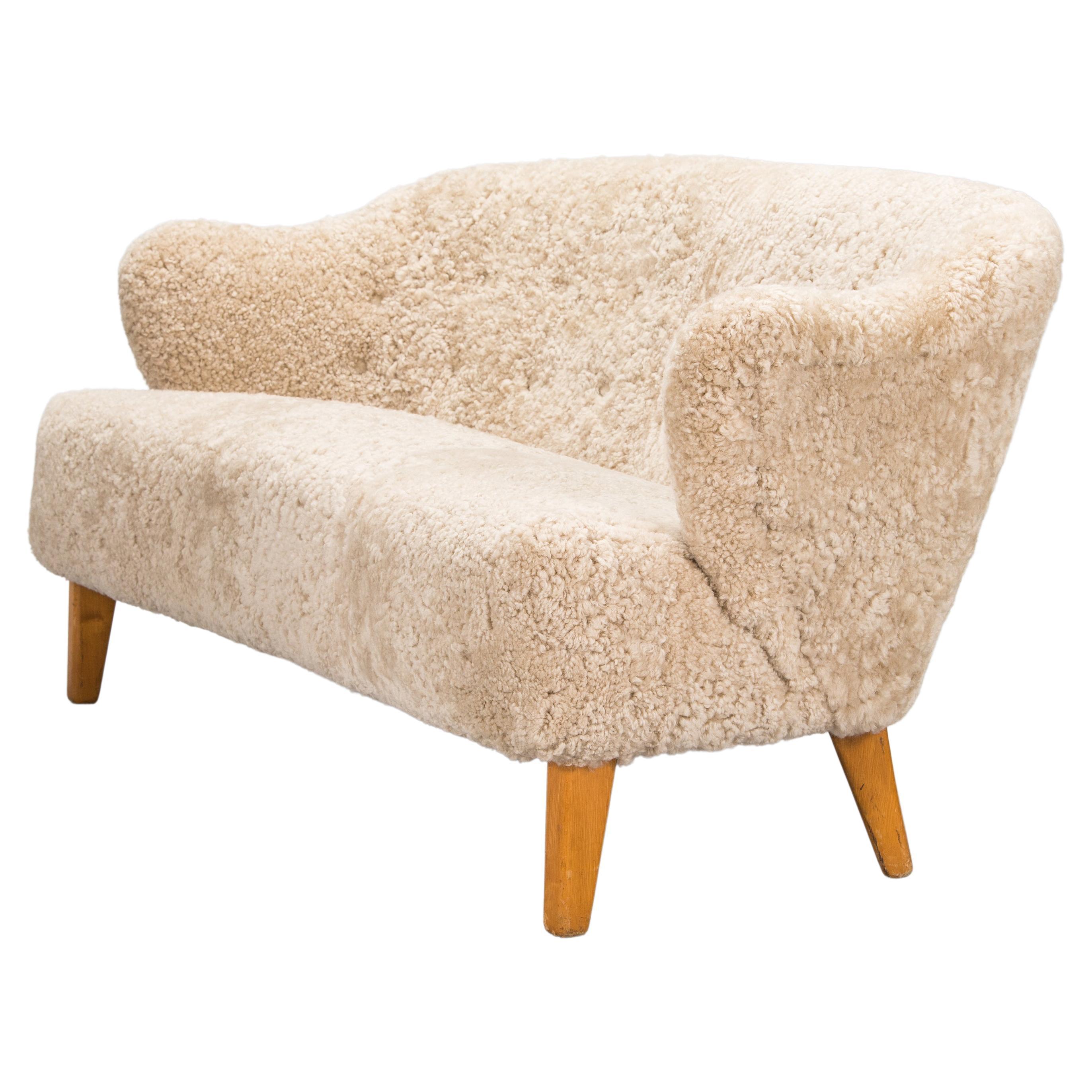 Flemming Lassen "Tired Man" Sheepskin Lounge Chair and Ottoman For Sale ...
