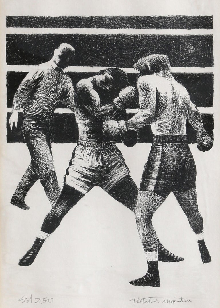 Fletcher Martin - Toe to Toe, Boxing Lithograph by Fletcher Martin 1942 ...