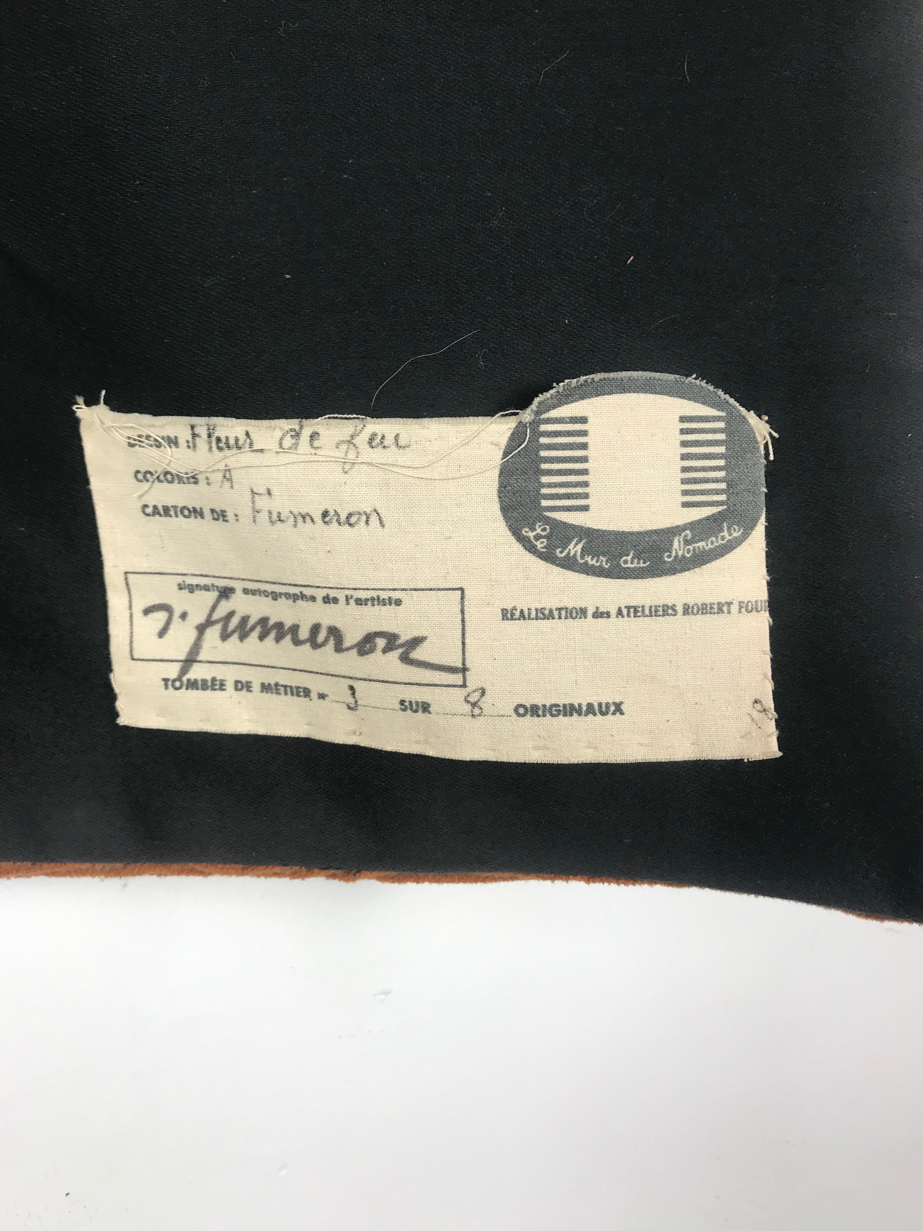 ”Fleur de Feu" Abstract Tapestry Signed “René Fumeron” at 1stDibs