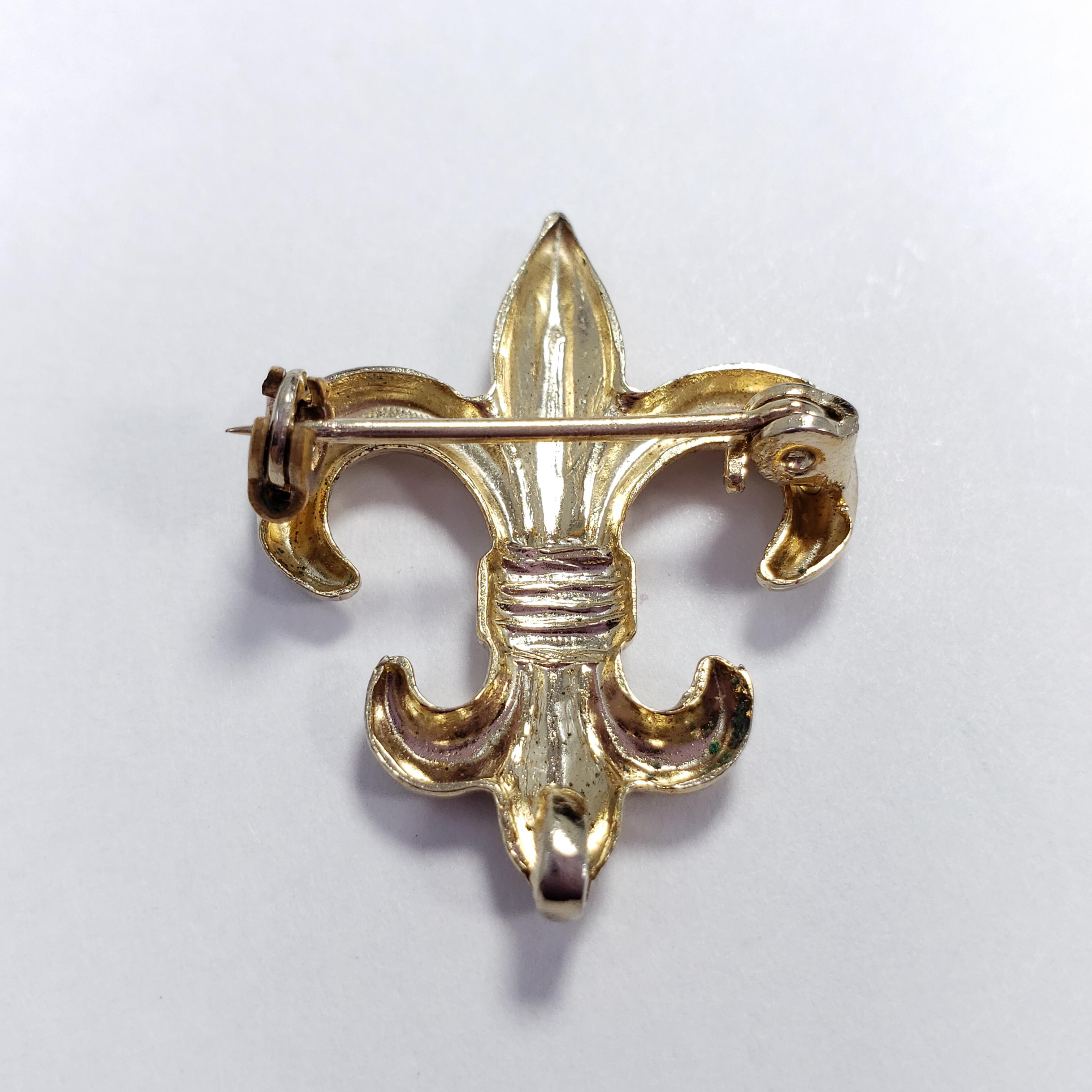 Fleur de Lis Pin Brooch Pendant in Gold, Mid 1900s at 1stDibs | gold fleur de lis pin, vintage ...