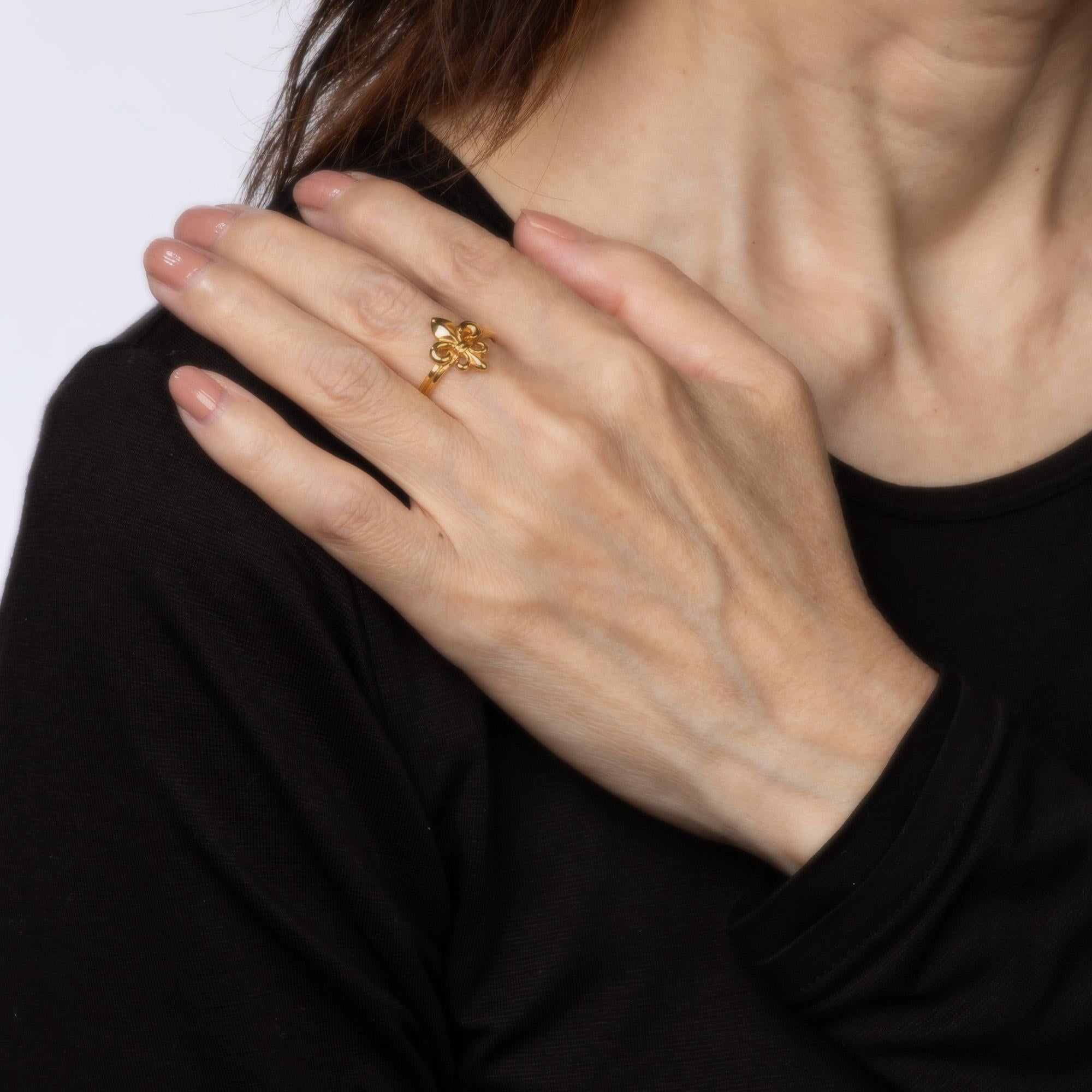 Fleur de Lis Ring Conversion Vintage 14k Yellow Gold Sz 7 Stacking Band ...