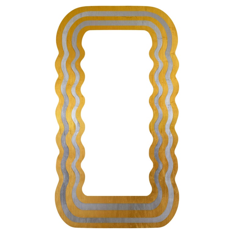 Fleur Wave Mirror in Silver / Gold For Sale at 1stDibs