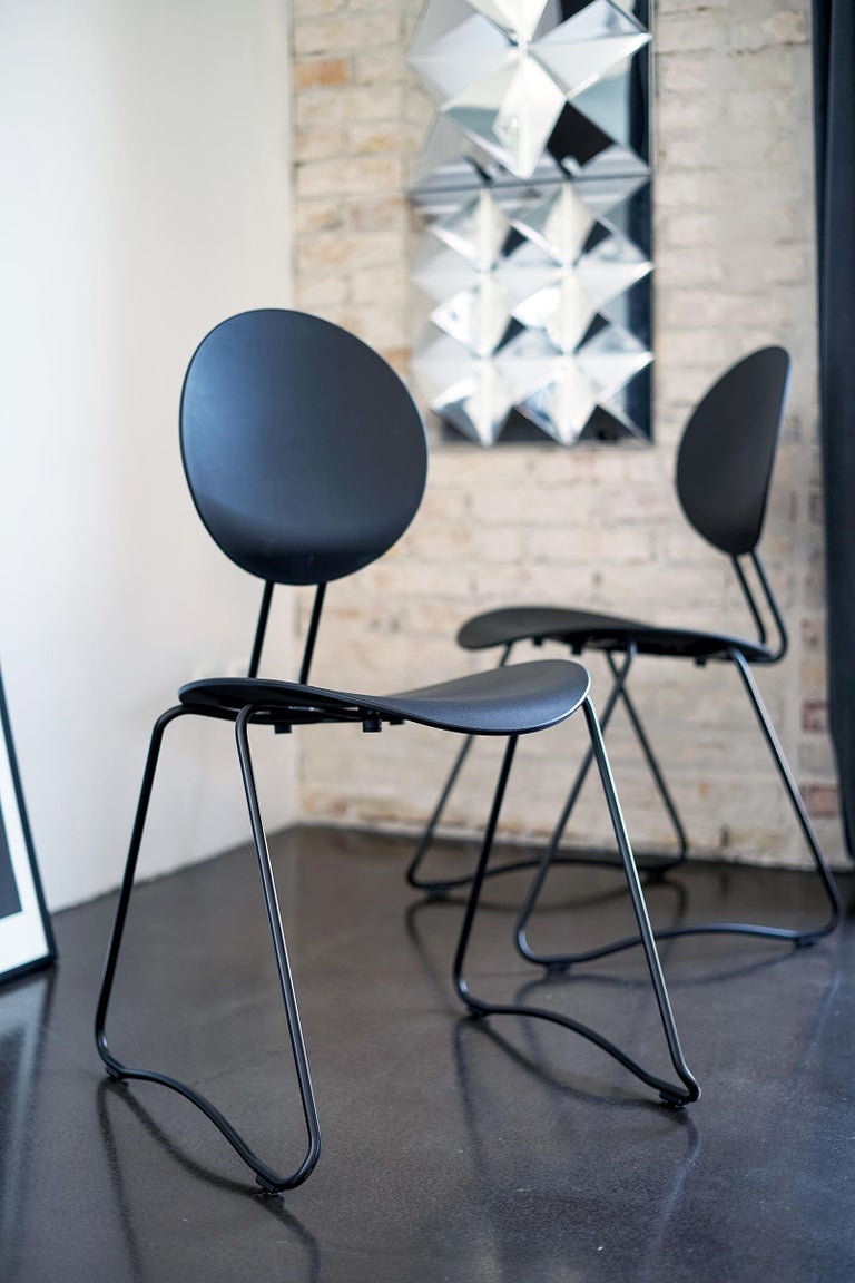 FLEX Chair in Black Powder-Coated Steel Sledge Frame by Verner Panton ...