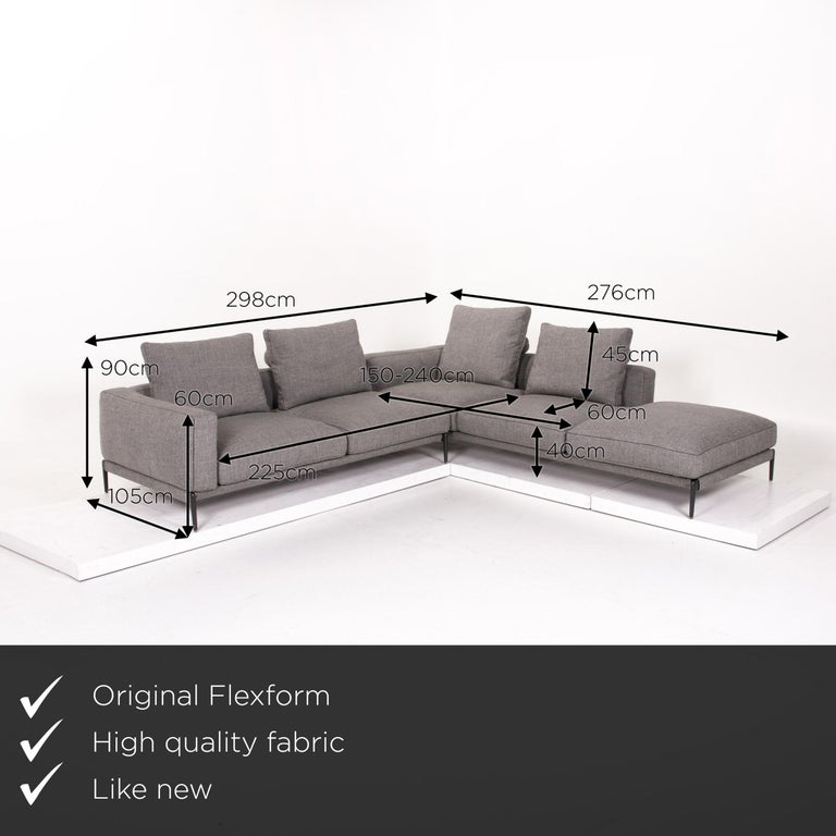 Flexform Romeo Fabric Corner Sofa Gray Sofa Couch at 1stDibs | flexform romeo sofa, flexform ...