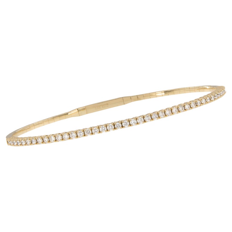 Flexible 18 Karat Yellow Gold Bangle Bracelet with 1.00cttw Diamonds ...
