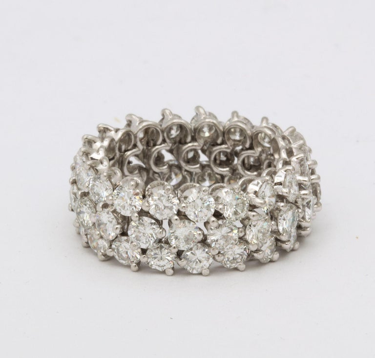 Flexible 3 Row Diamond Platinum Band For Sale at 1stDibs