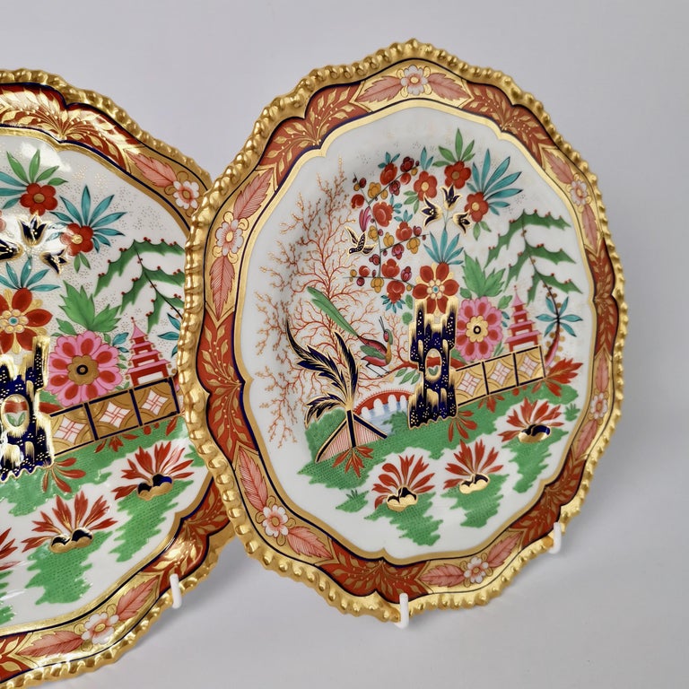 Flight Barr and Barr Pair of Porcelain Plates, Rich Imari Pattern ...