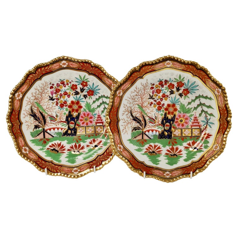 Flight Barr and Barr Pair of Porcelain Plates, Rich Imari Pattern ...