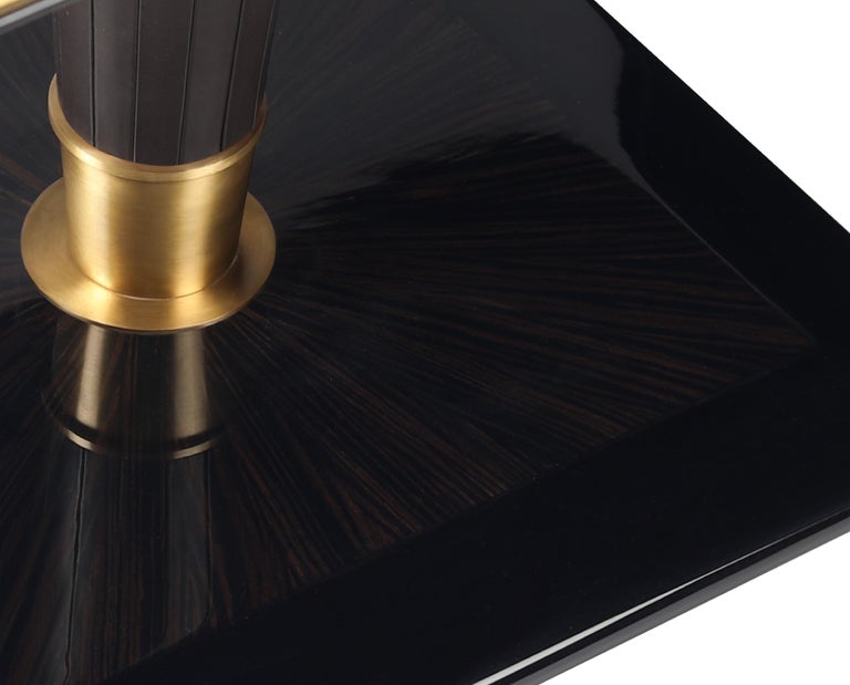 Flint Table with Leather and Brass by Madheke For Sale at 1stDibs