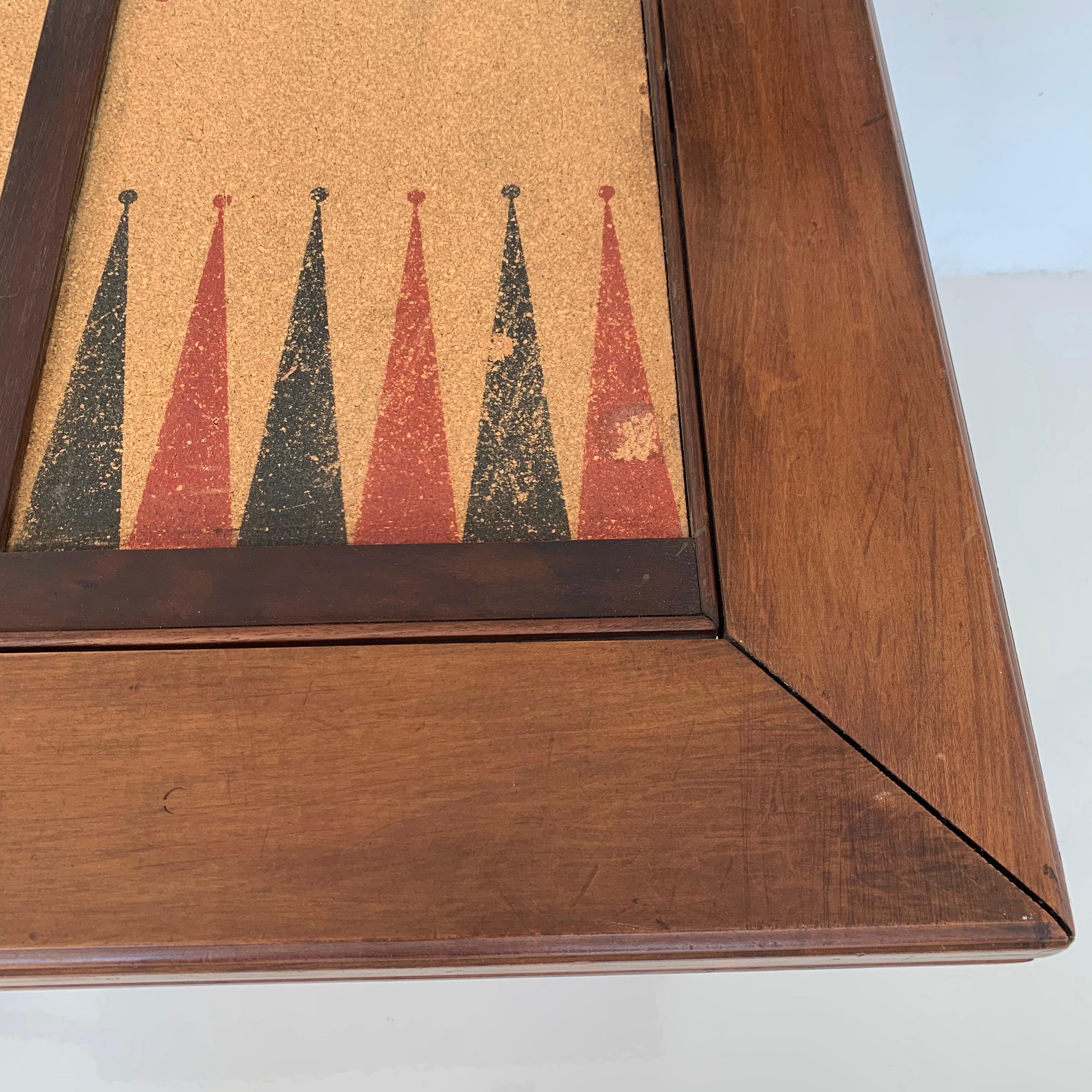 Flip-Top Cork and Wood Backgammon Table at 1stDibs | backgammon tables ...