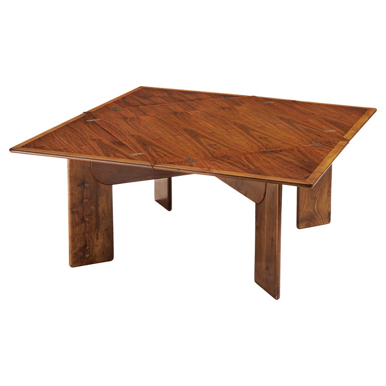 Flip Top Square Table in Italian Walnut For Sale at 1stDibs