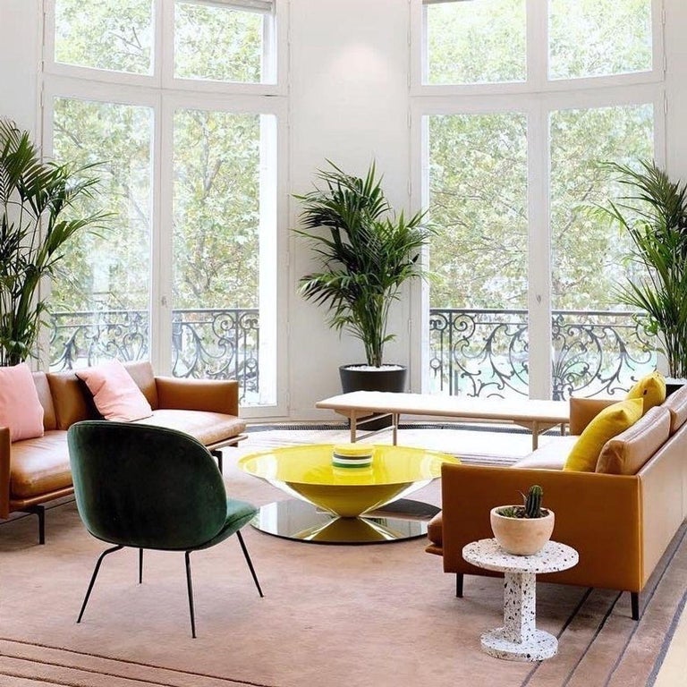 Float Coffee Table Shiny Yellow Mirror Polished Steel Based By La ...