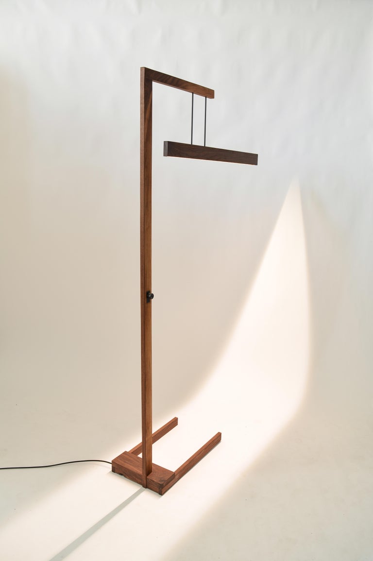 Float - Walnut Floor Lamp with Suspended Dimmable LED Lighting Element ...