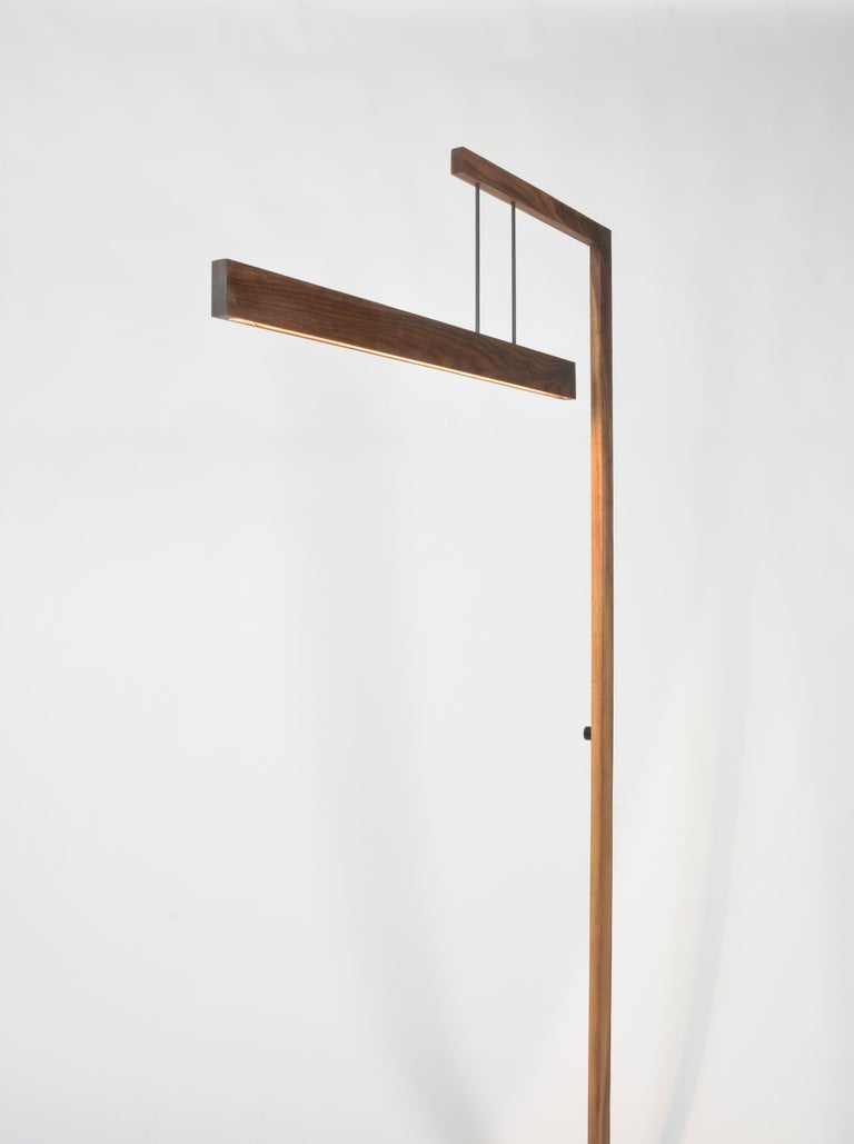 Float - Walnut Floor Lamp with Suspended Dimmable LED Lighting Element ...