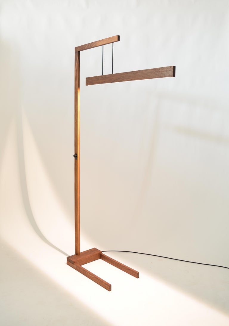 Float - Walnut Floor Lamp with Suspended Dimmable LED Lighting Element ...